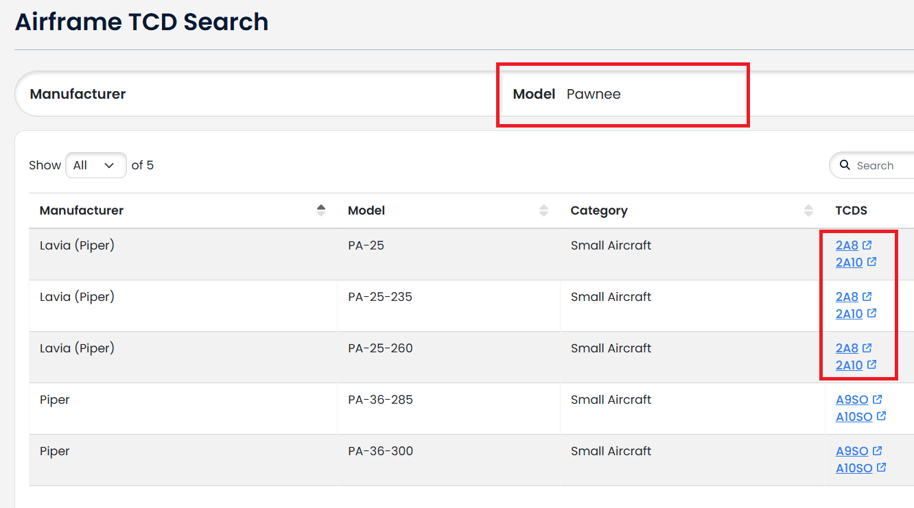Referencing Type Certificate Data Sheets (TCDS)