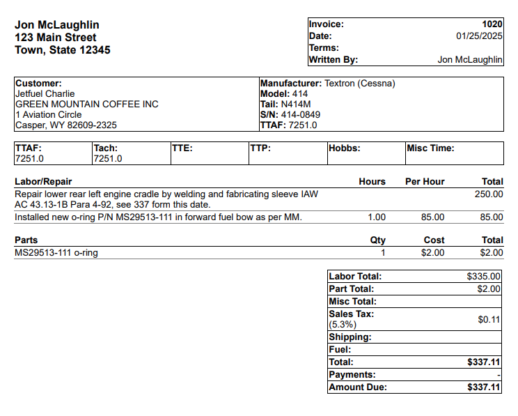 Converting a Work Order to an Invoice