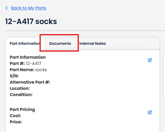 Adding Documents to Parts