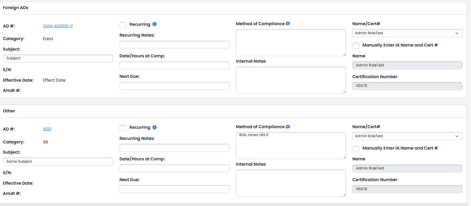Creating a Service Bulletin Line Item in your AD Compliance Report