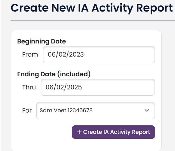 Building an IA Activity Report