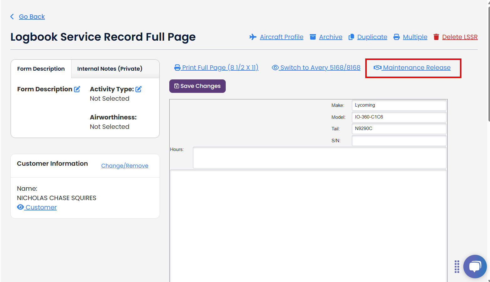 Creating Saved Maintenance Releases
