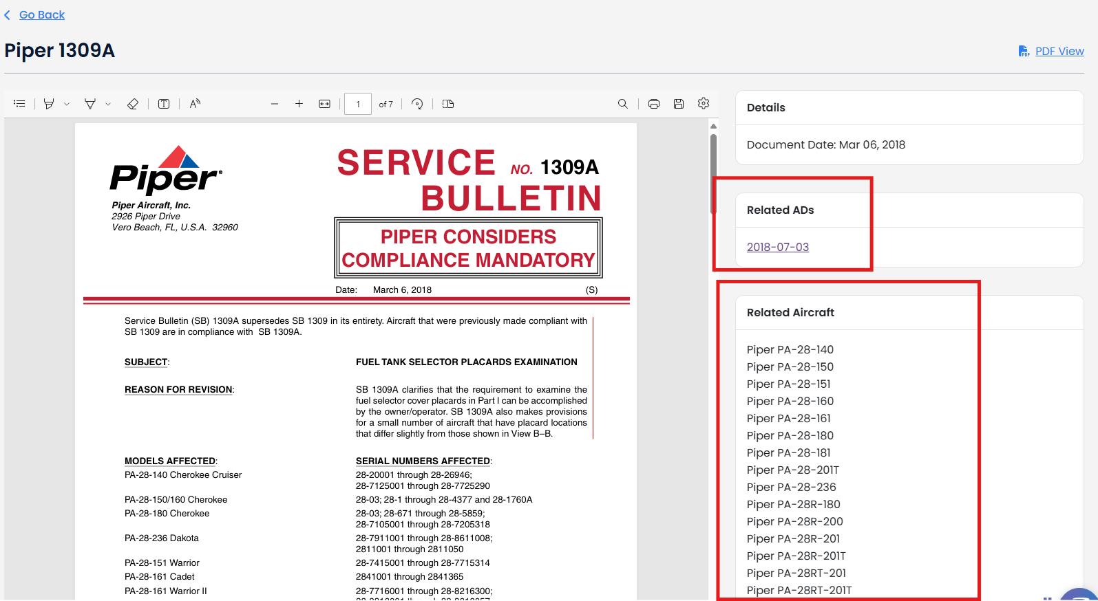 Referencing Service Bulletins & Service Documents (SBs)