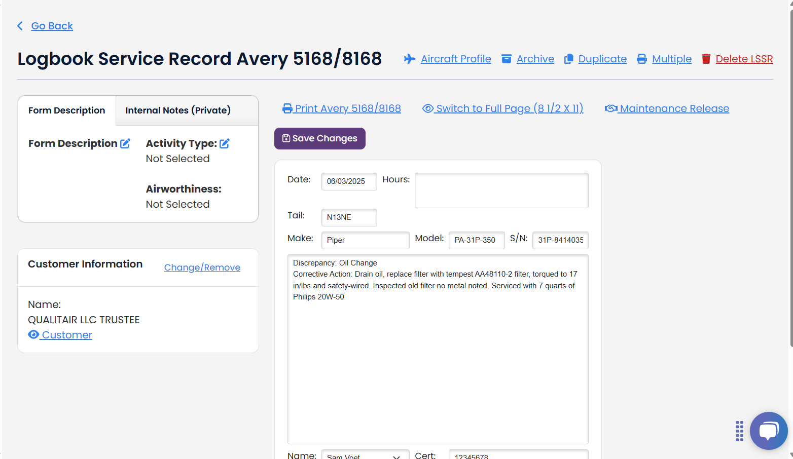 Converting a Work order to a Logbook Record