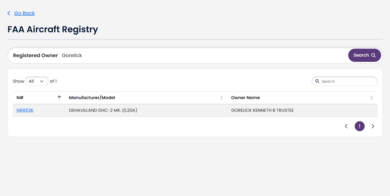 Using the Aircraft Registry