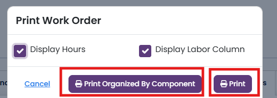 Print a Work Order