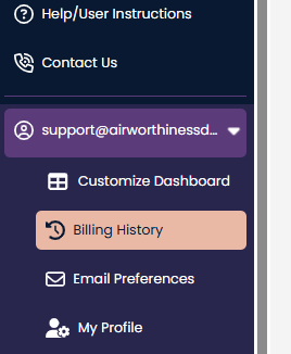 TBX Subscription Billing History and Sales Receipts