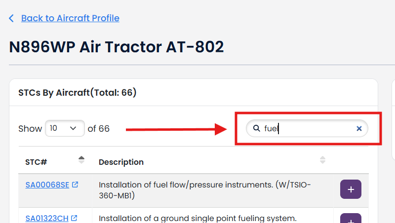 Linking STCs to an Aircraft Profile