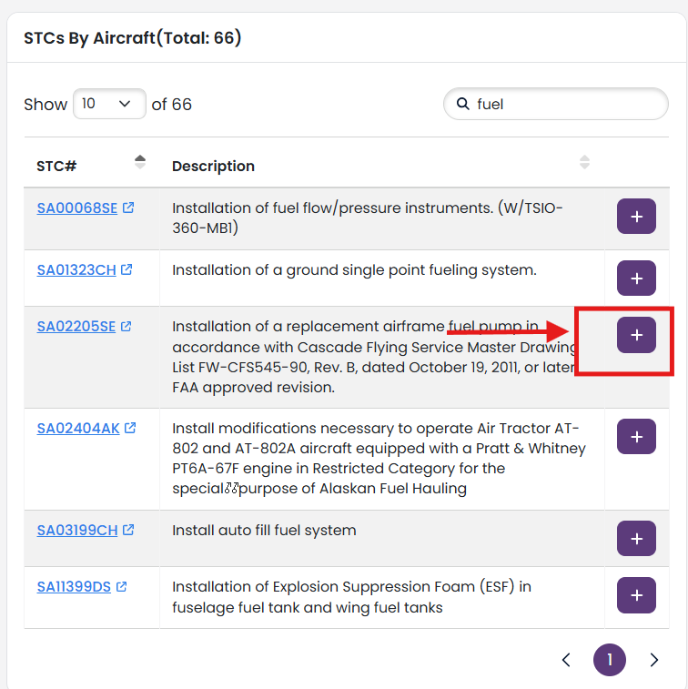 Linking STCs to an Aircraft Profile