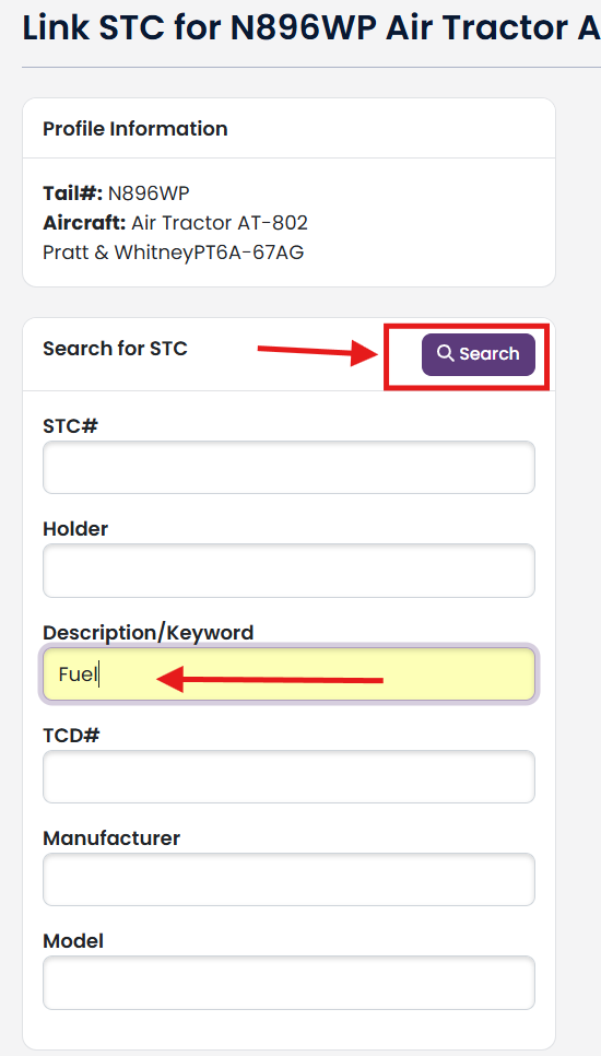 Linking STCs to an Aircraft Profile