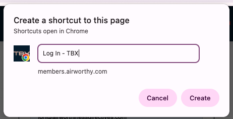 Creating a Desktop Shortcut to the Login Page