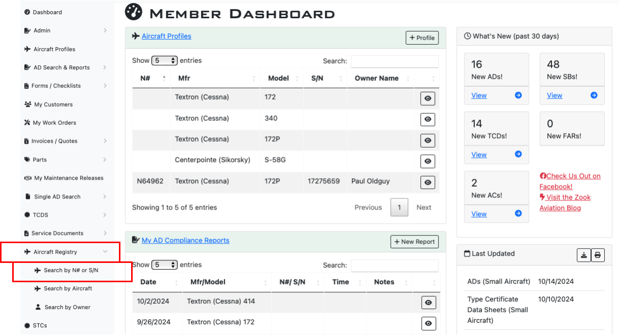 Create an Aircraft Profile from an N-Number