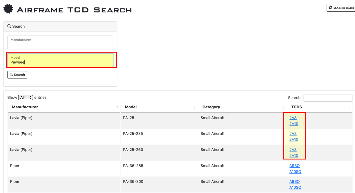 Referencing Type Certificate Data Sheets (TCDS)